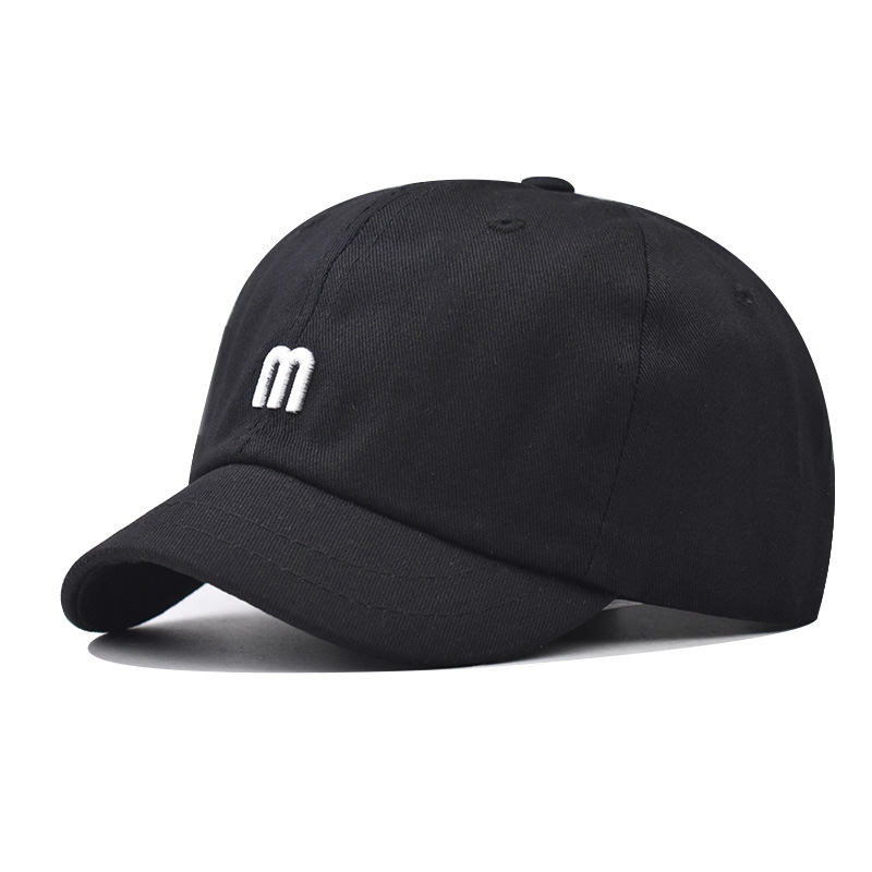 Simple Letter M Embroidery Short Brim Caps Fashion Couple Soft Baseball ...