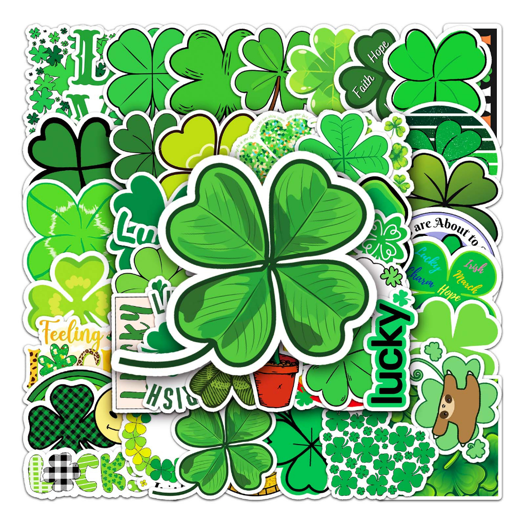 50 Piece Funny Clover Stickers Waterproof DIY For Laptops/Phones/Helmet ...