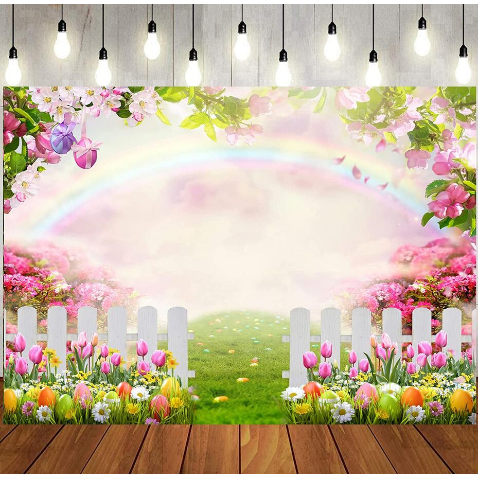 7x5ft Spring Easter Photography Backdrop Easter Photo Decorations Background Easter Rabbit ...