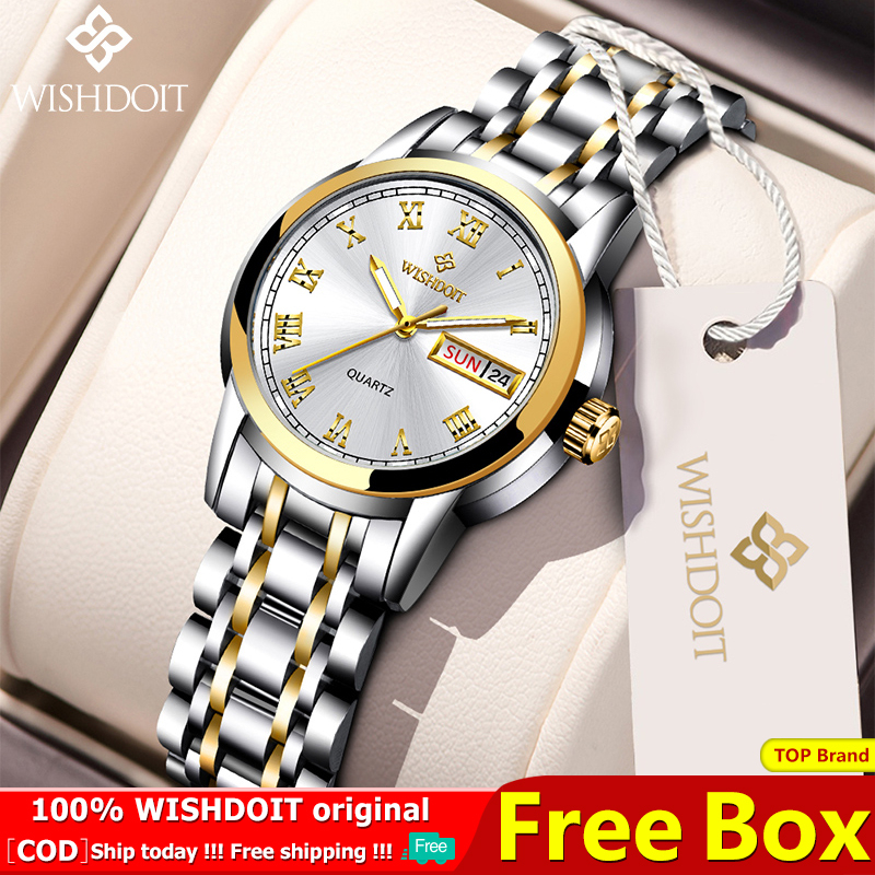 WISHDOIT Original Watch for Women Waterproof Stainless Silver Fashion ...