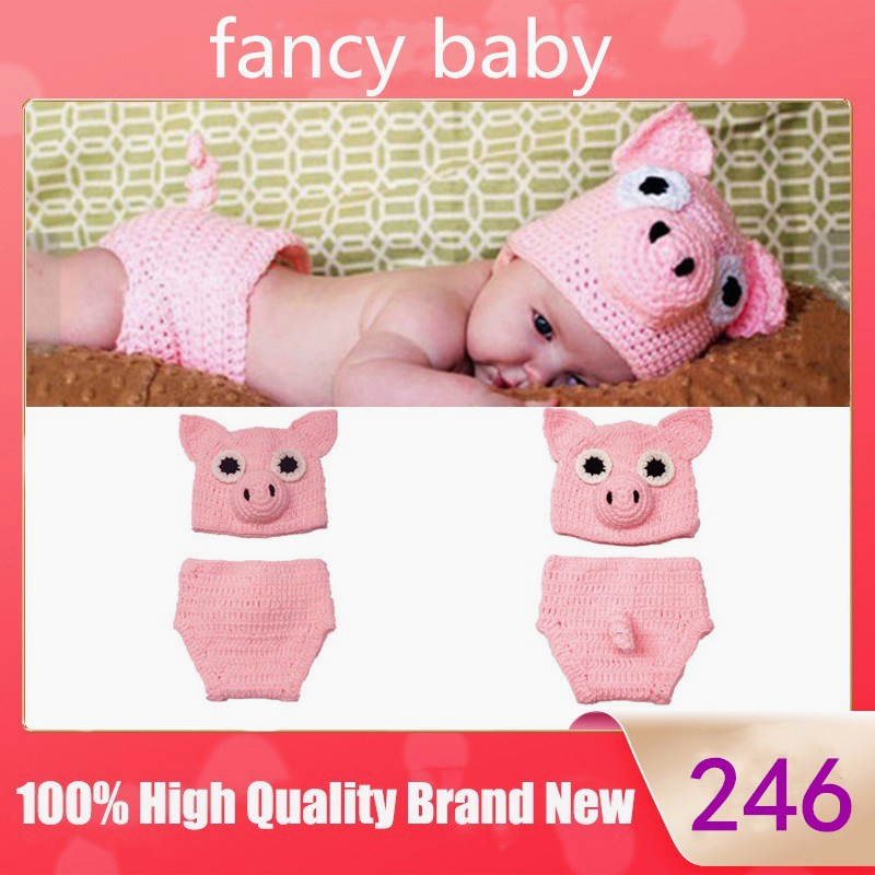 Newborn Crochet Cartoon Pink Cute Weave Little Pig Animal Boys Costume ...