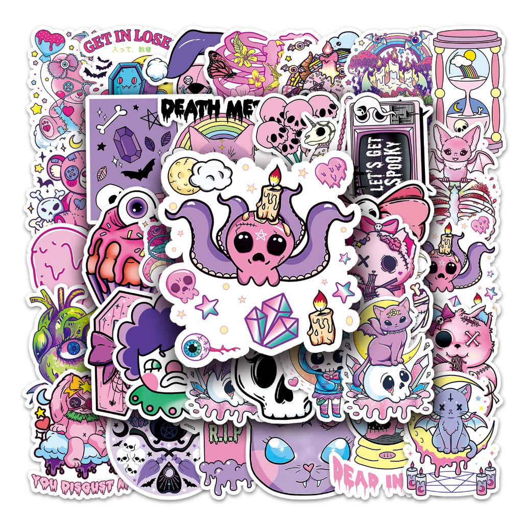 50 Piece Funny DIY Gothic Creative Motor Stickers Car Stickers Helmater ...