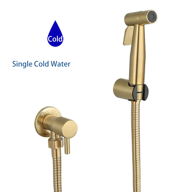 Brushed Gold Douche Kit Hand Held Bidet Sprayer Stainless Steel Toilet ...