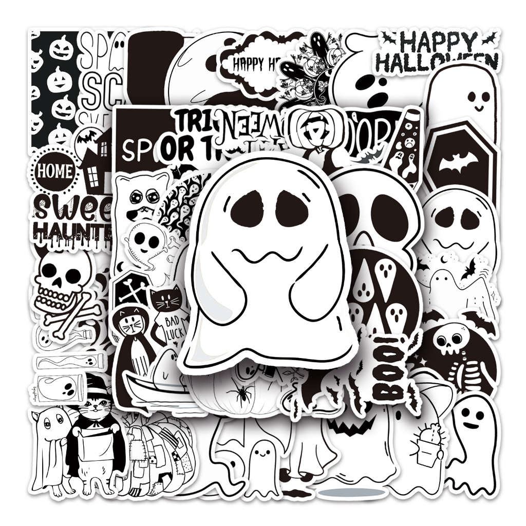 50 Piece Funny White Black Stickers Waterproof DIY For Phones Laptop ...