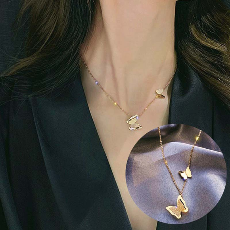 Kwintas Stainless Steel Necklace For Women Vintage Butterfly Pendant ...