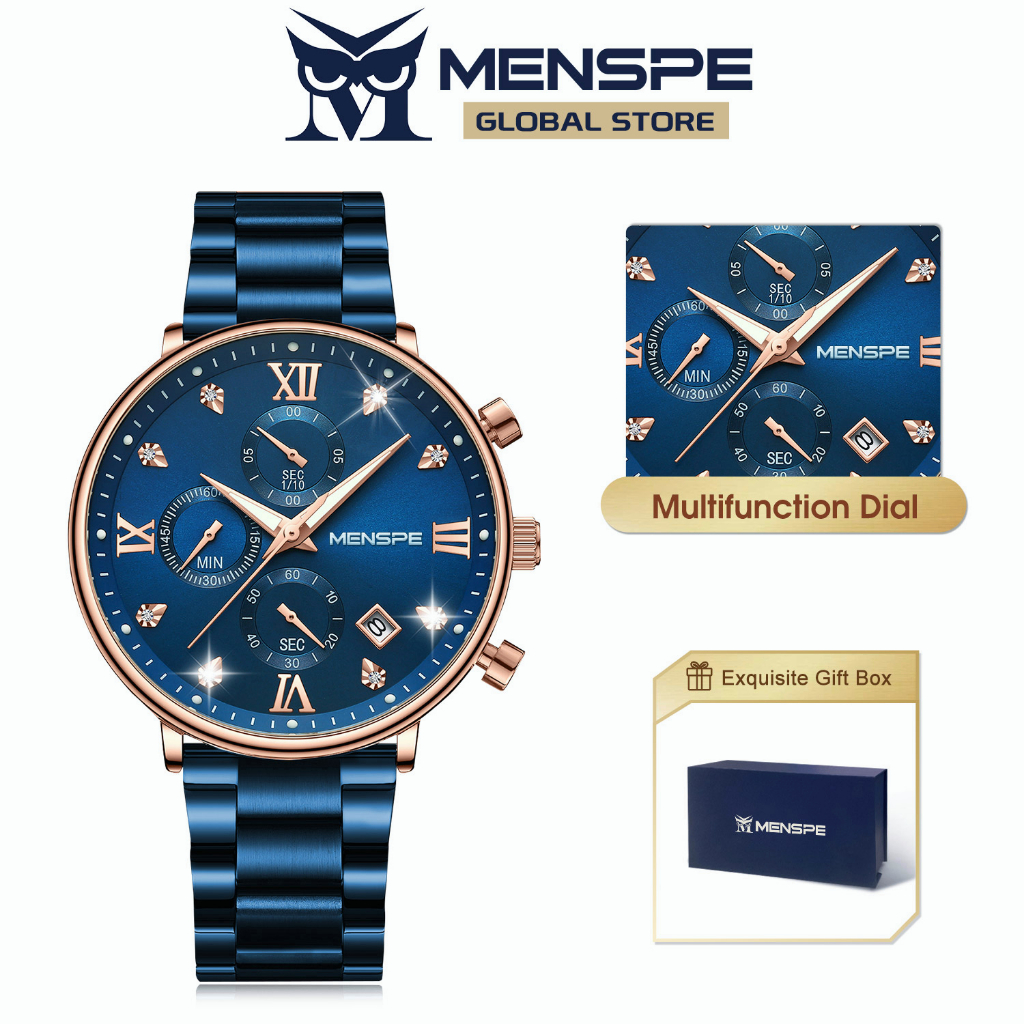 MENSPE Men's Quartz Watch True Three Eyes Wristwatch High-grade Fashion ...
