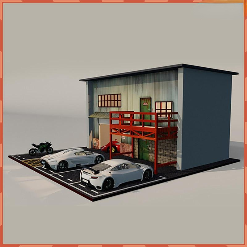 1/64 Diorama American Car Parking Lot Model Outdoor Street View Car ...