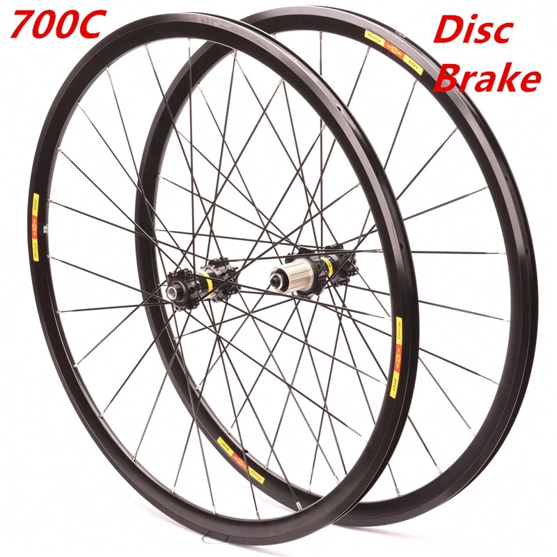 700C disc brake wheel group six ding lock highway bicycle wheel ...