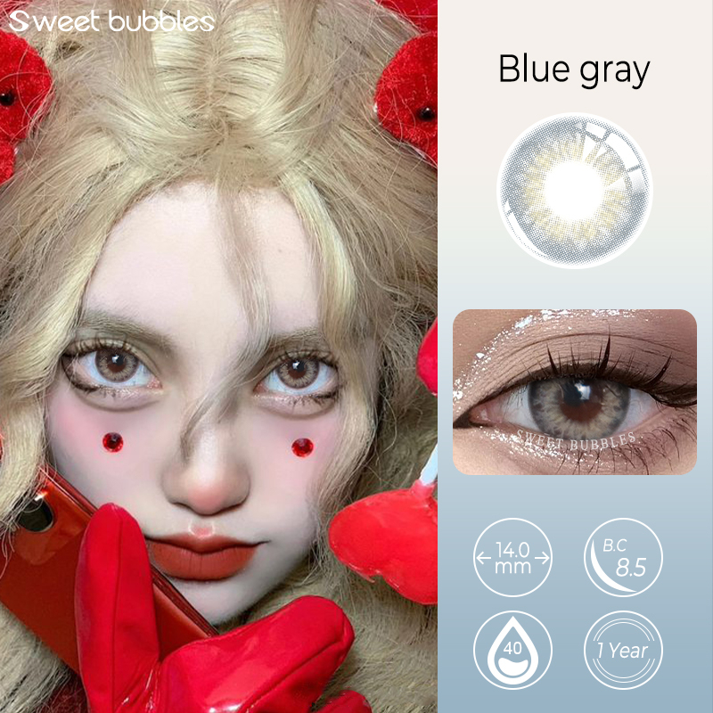 Sweet bubbles Contact Lense Gray Brown Contact Lens 2 PCS 14.2mm with ...