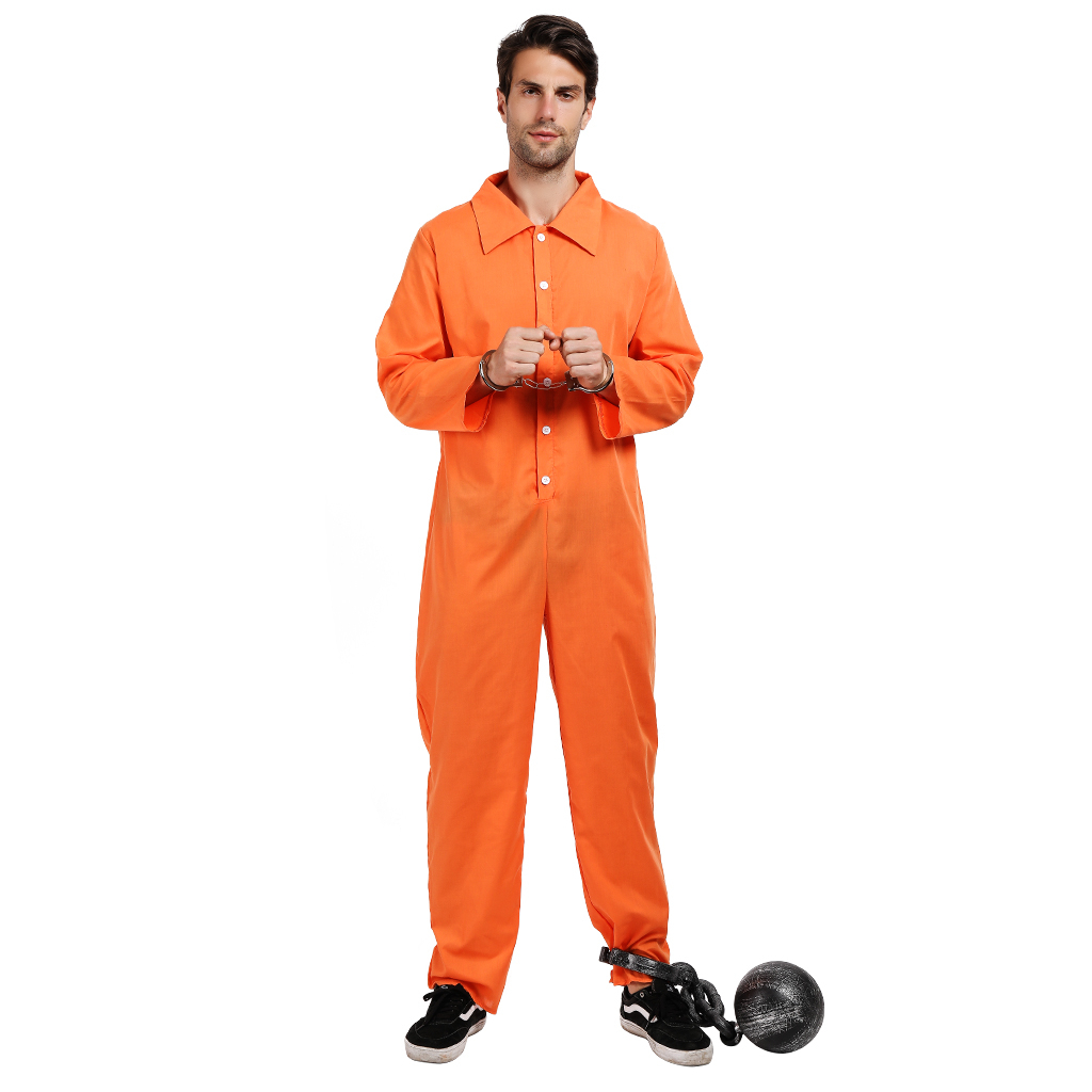 COD Men's Bad Boy Convict Costume Male Halloween Orange Prisoner ...