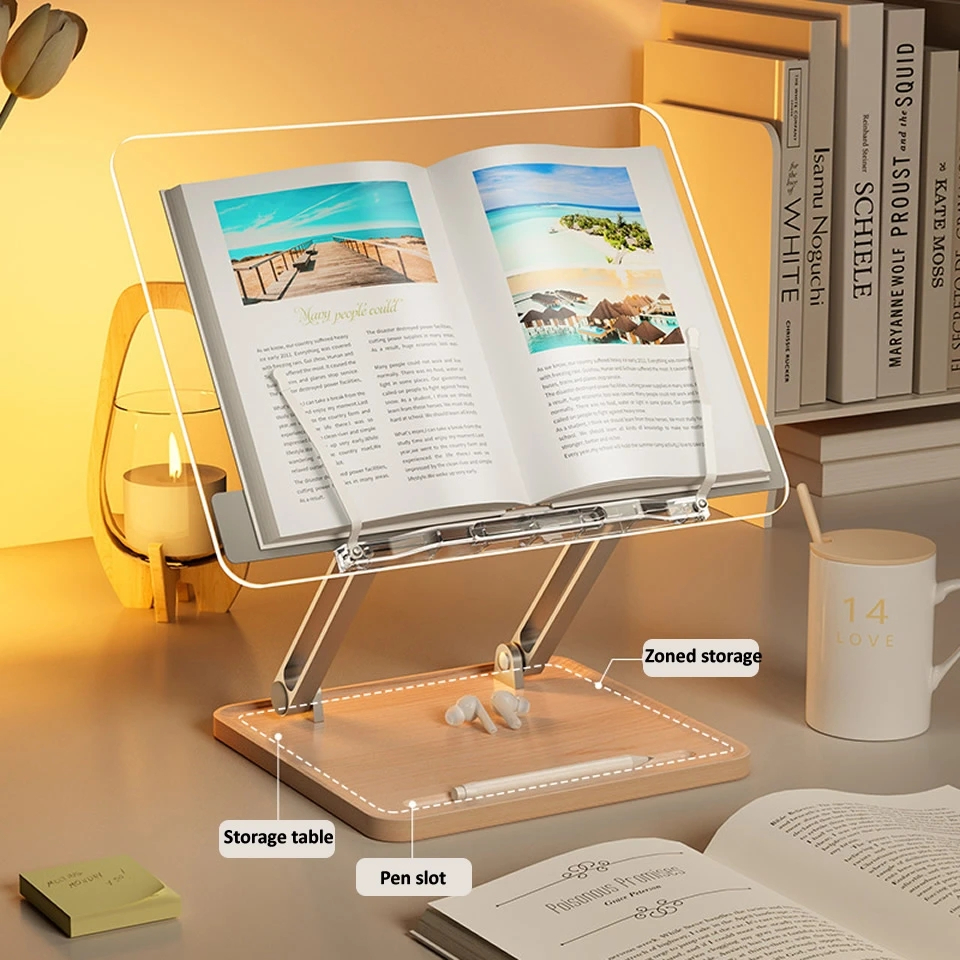 Wooden Reading Stand Transparent Acrylic Multifunctional Lifting Tablet ...