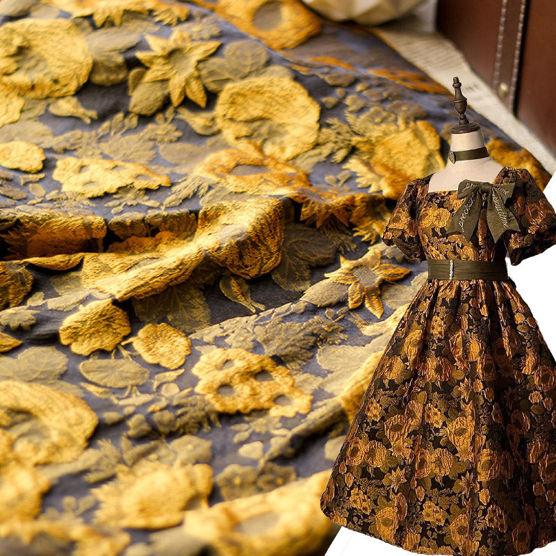 Ready Stock Stiff Design Flower Jacquard Embossed Fabric DIY Sewing ...