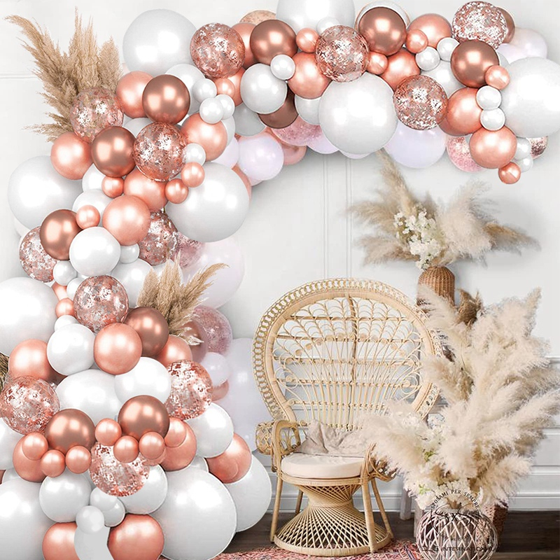 Rose Gold Balloon Arch Garland Kit with Rose Gold Balloons Confetti ...