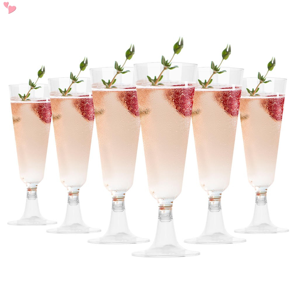 6Pcs Plastic Champagne Flutes Disposable Wine Glasses Toasting Flutes ...