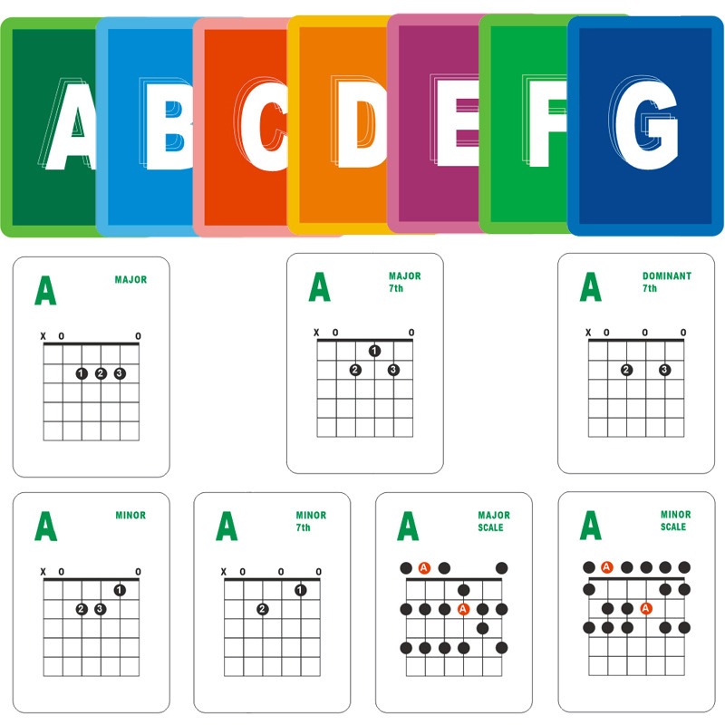 49 Pcs Guitar Chord Cards Guitar Flash Cards Fingering Chart Chord ...