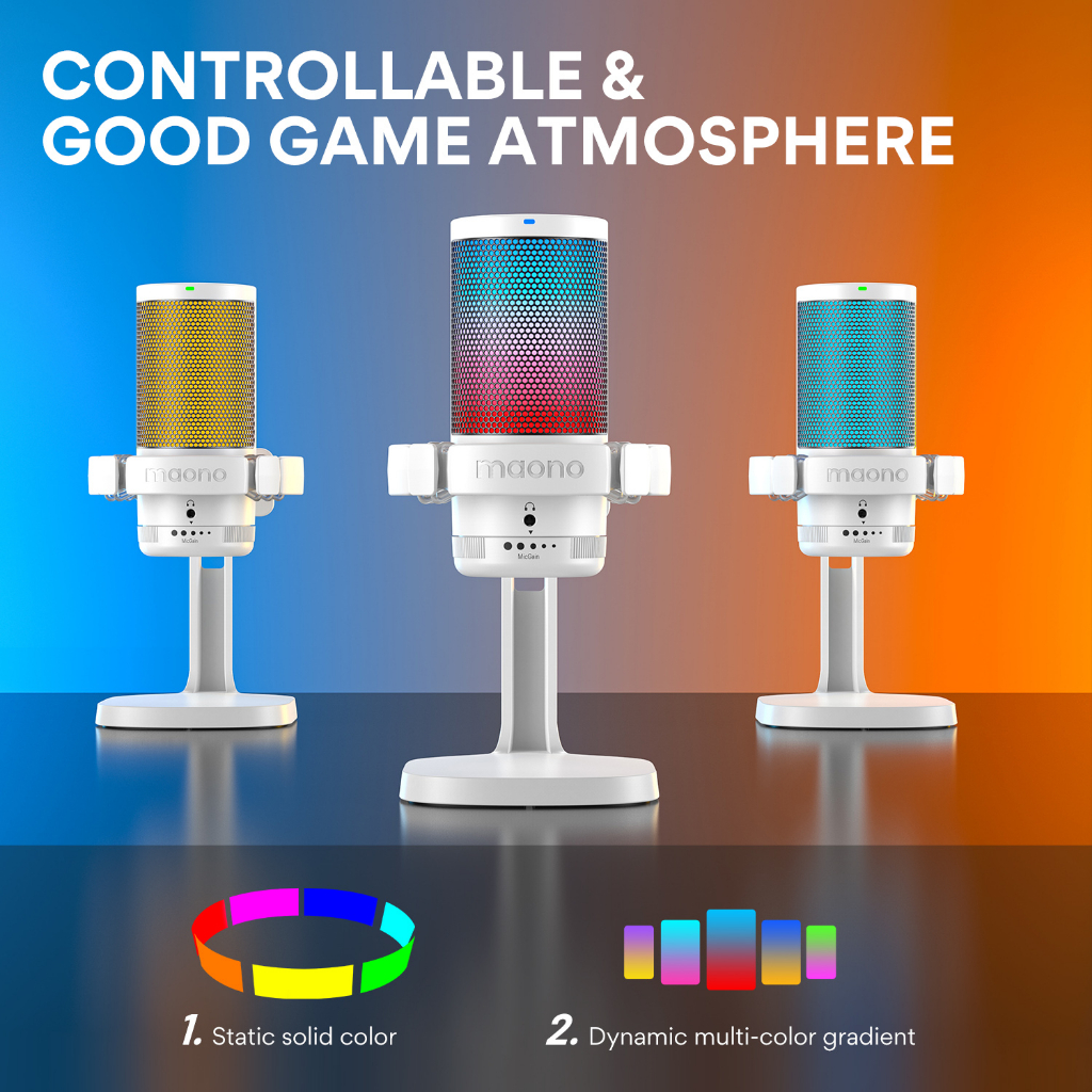 MAONO DGM20 USB Microphone RGB Gaming Mic Condenser Microphone Noise ...