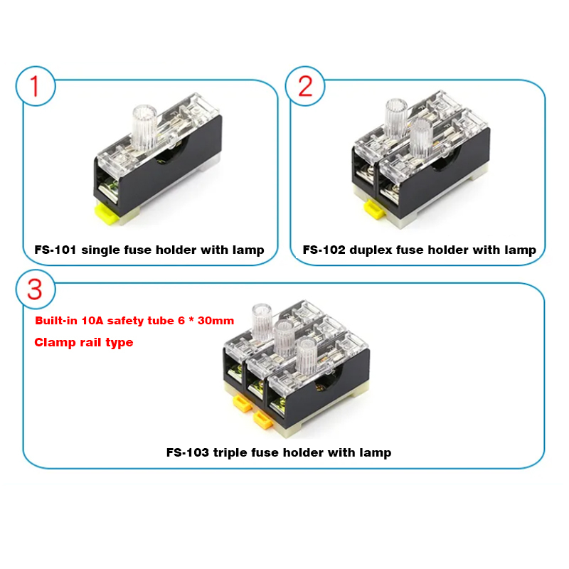 FS-101 fuse holder with light fuse box fuse 6X30 single and double ...
