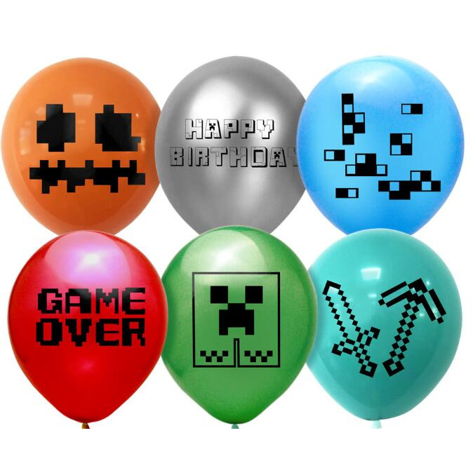 60 Pcs Minecraft theme party balloons Pixel Miner Crafting Style Gamer ...