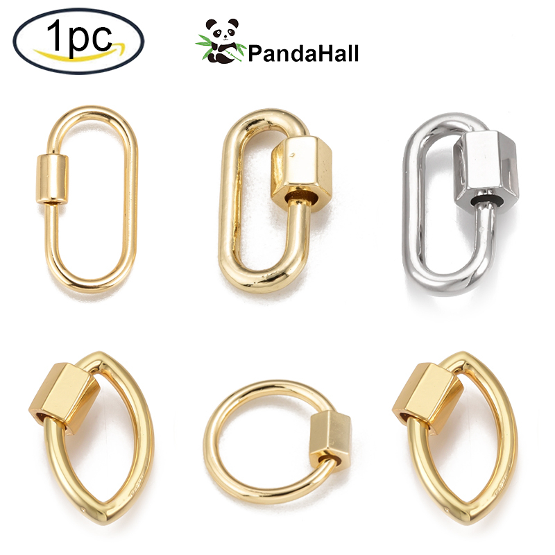 1pc Brass Screw Carabiner Lock Charms for Necklaces Making Round Ring ...