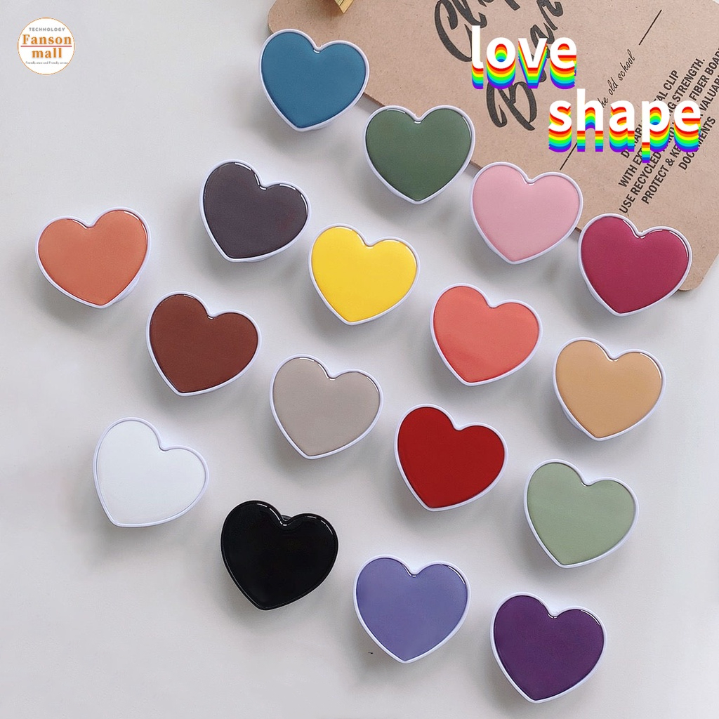 Cute Love Heart Phone Holder Stand Plain Color Phone Grip Holder ...