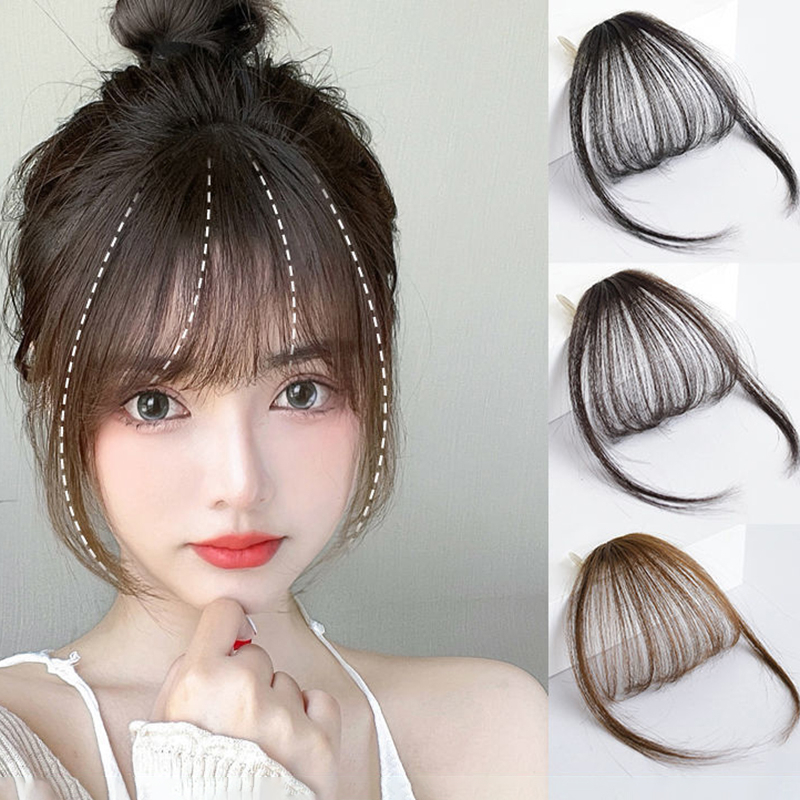 Natural-Look Air Bangs Clip: Natural Thin Seamless Fake Bangs Secure ...