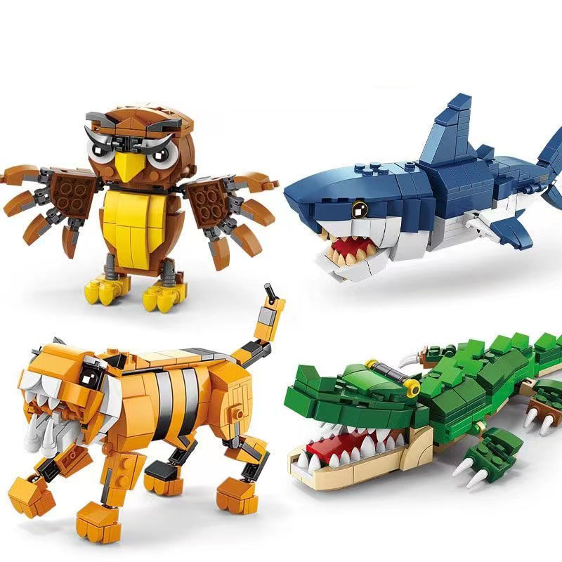 Animal deformation building blocks Tiger Crocodile Shark Owl Children's ...