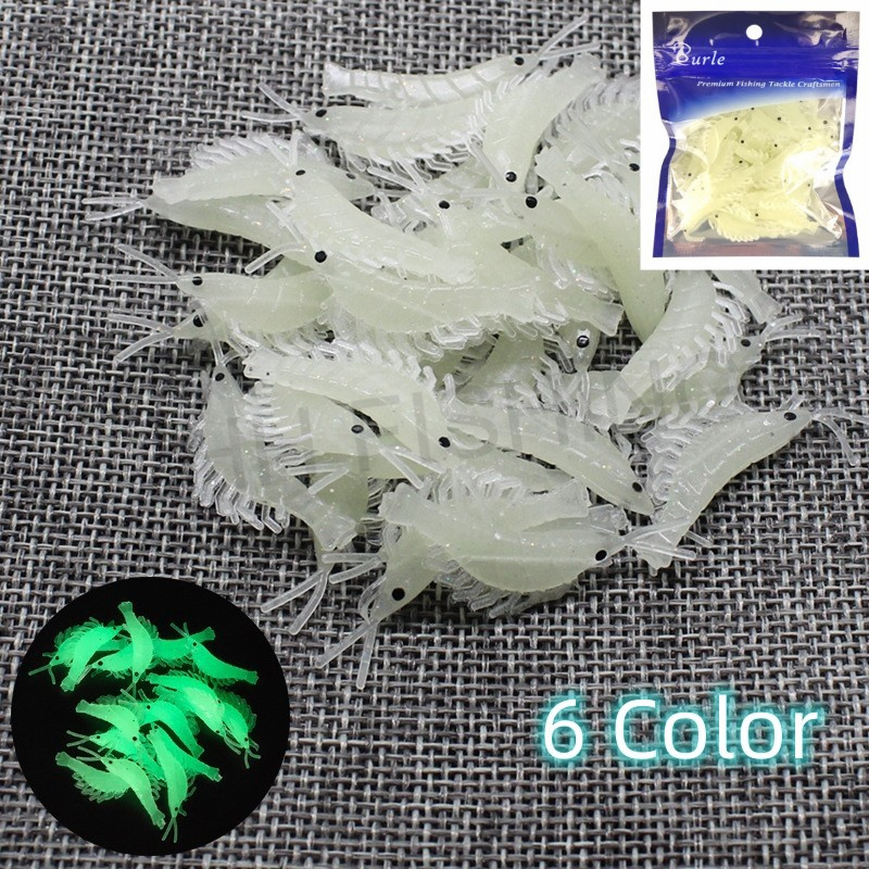 【6 color】50pcs Eyelet grass shrimp road sub bait shrimp soft shrimp ...