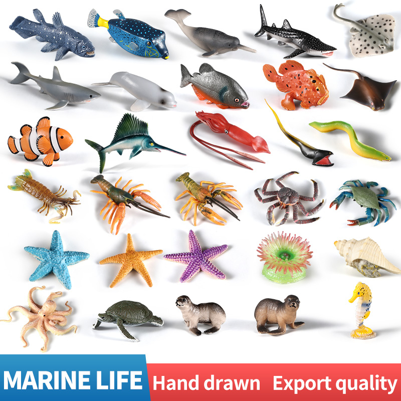 Sea Life Animals Model Action Figures Ocean Fish Starfish Lobster ...