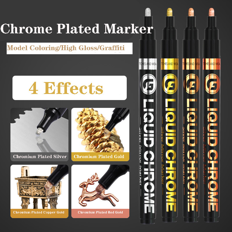 Gold Metal Highlighter Mirror Chrome Plated Marker, Handmade Graffiti ...
