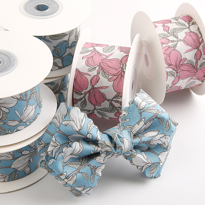 1 Meter Jasmine flower Printing Ribbon Gift box Decorative Bow diy ...
