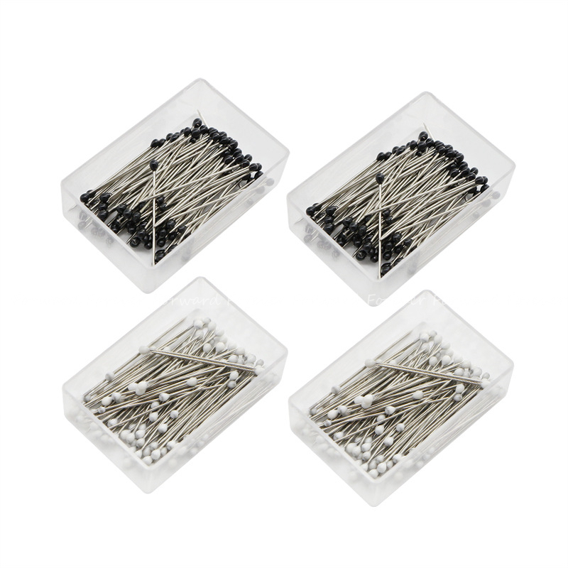 100Pcs/box black and white pearl long needle Muslim pin alloy ...