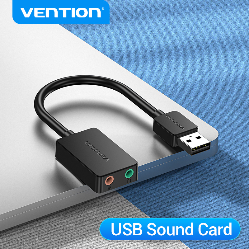 Vention USB Sound Card Headphone Dual Port External Microphone 48K ...