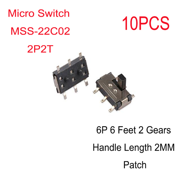 10PCS Toggle Switch Single and Double-Row Slide Switch Micro-power Direct-inserted Horizontal ...