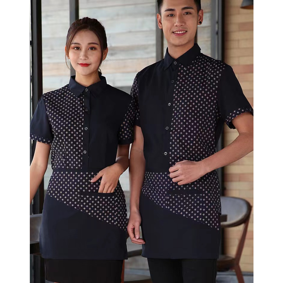 2pcs/set Waiter Uniform Sets Women/Men chef jacket+Apron Waitress Short ...