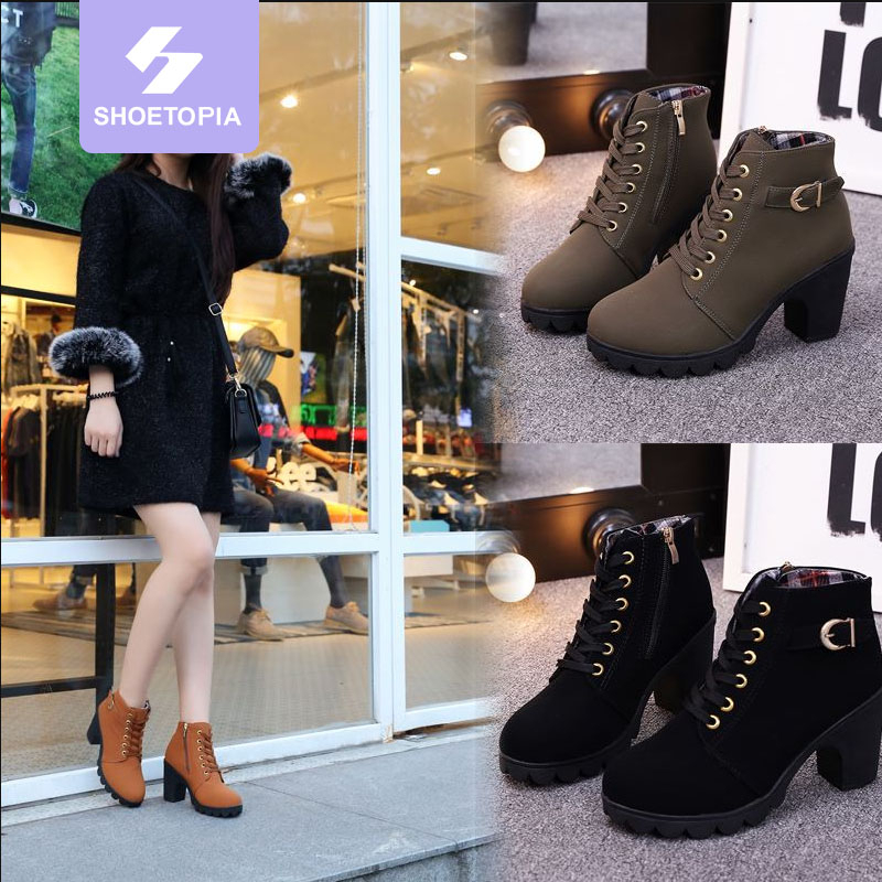 Korean Suede boots fashion women's boots (add one size) | Shopee ...