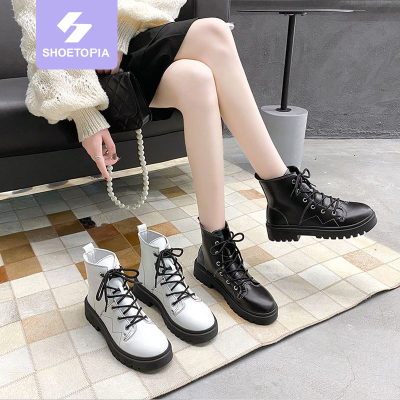 Bestseller Korea Casual Thick bottom Ankle Boots Women Simple white ...