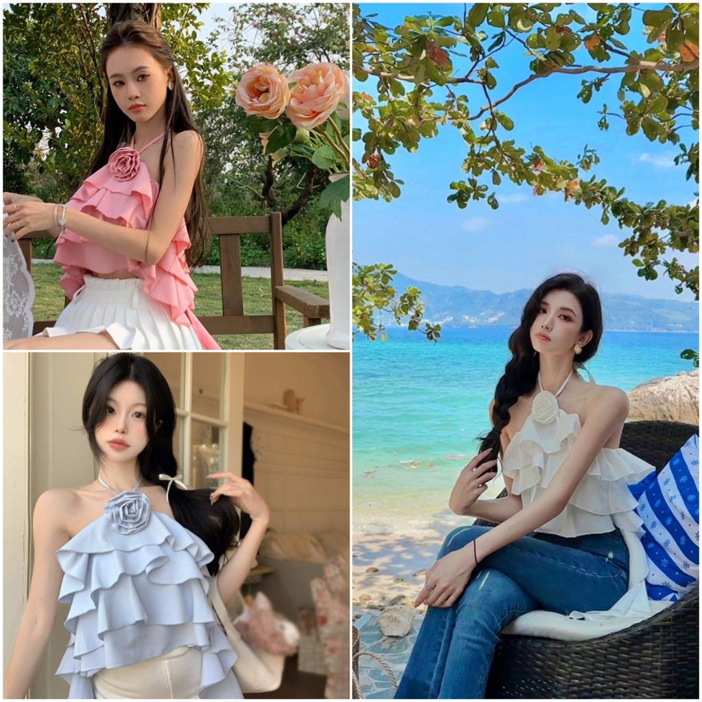 Women's Chiffon Camisole Top Women's Vest Ruffle Backless Flowers Sexy ...