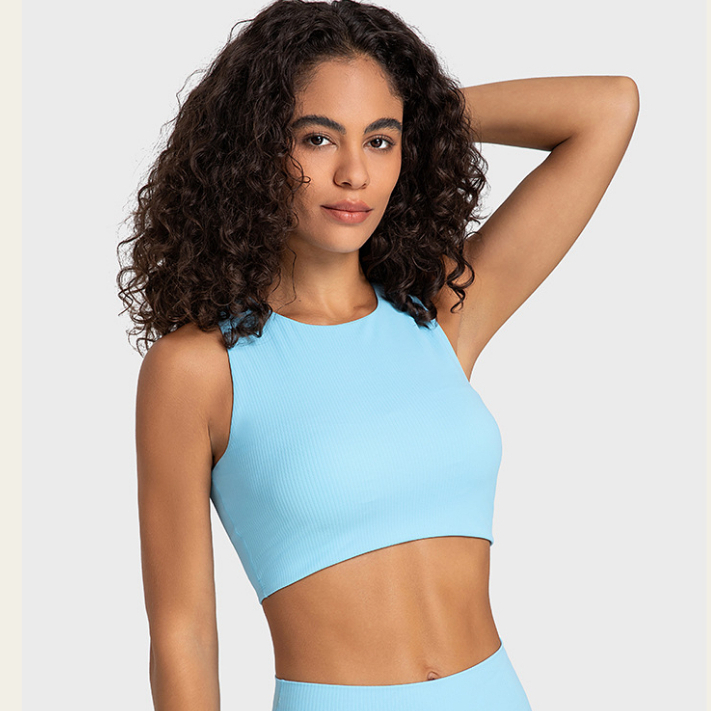SALUDMOVE Women Full Coverage Sports Crop Tops Bra Ribbed Padded ...