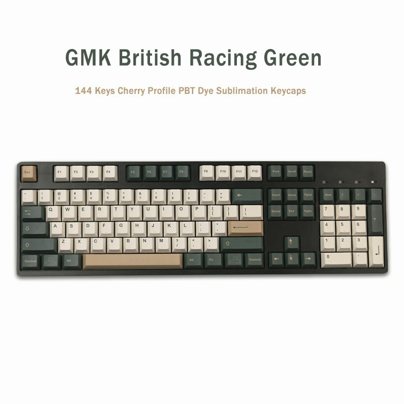 144 Keys GMK British Racing Green Keycaps Cherry Profile PBT Dye ...