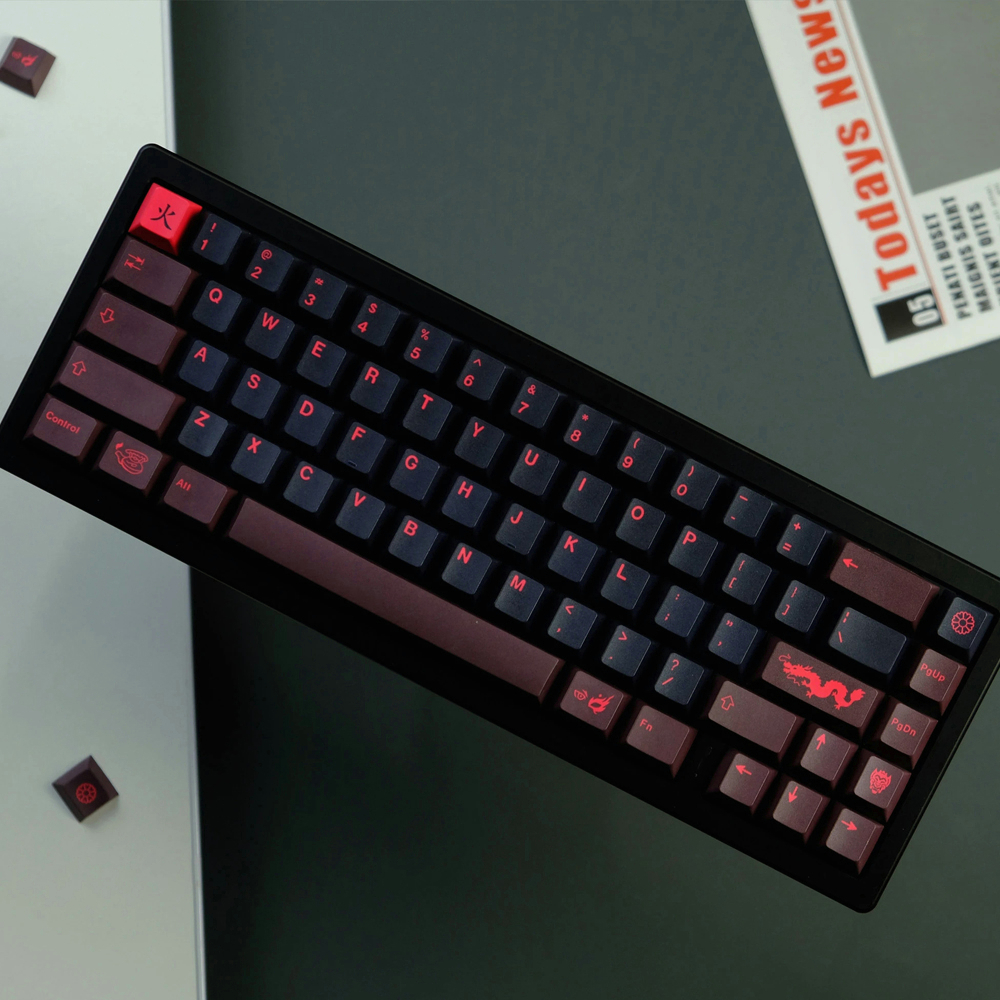 129 Keys GMK Red Dragon Keycaps Cherry Profile PBT Dye Sublimation ...