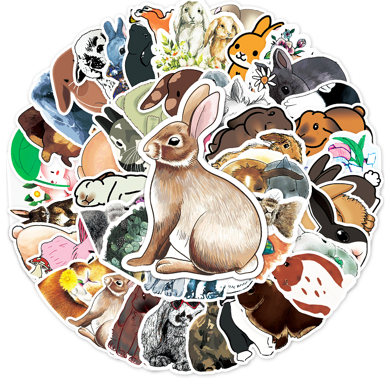 50 Piece Funny Rabbit Stickers Waterproof DIY For Phones Laptop Car ...