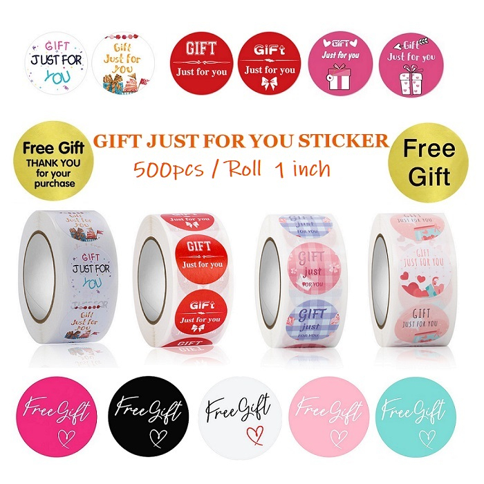 GIFT JUST FOR YOU STICKER 500pcs FREE GIFT Sticker Self Adhesive Label ...