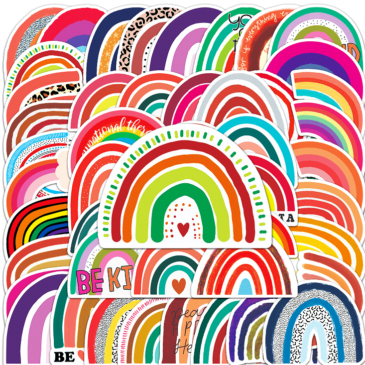 50 Piece Funny Rainbow Stickers Waterproof DIY For Phones Laptop Car ...