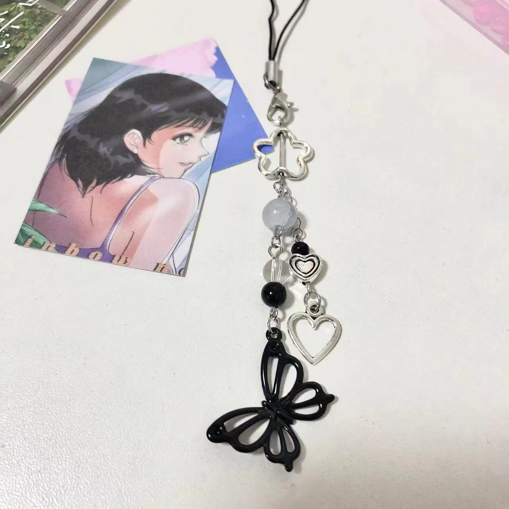 New Style Hanging Chain School Bag Pendant Mobile Phone ins Black Bow ...