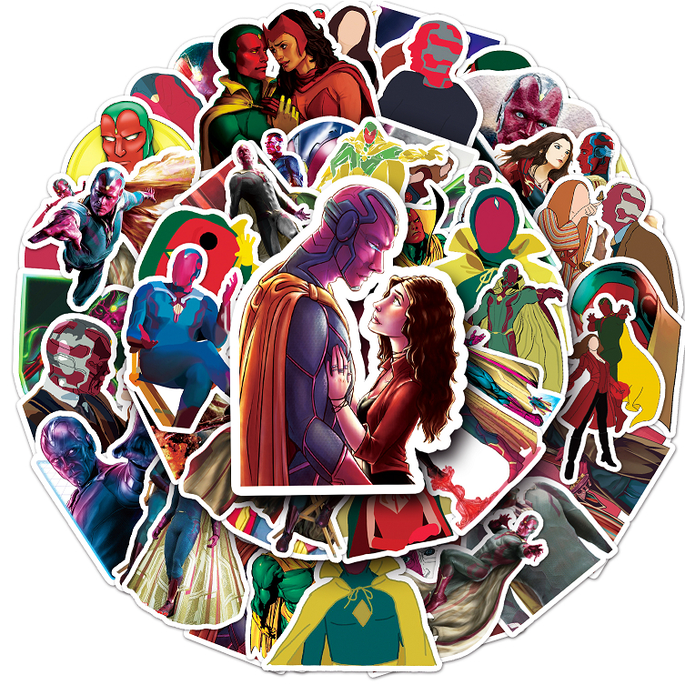 50 Piece Marvel Superhero Vision Stickers Waterproof DIY For Phones ...