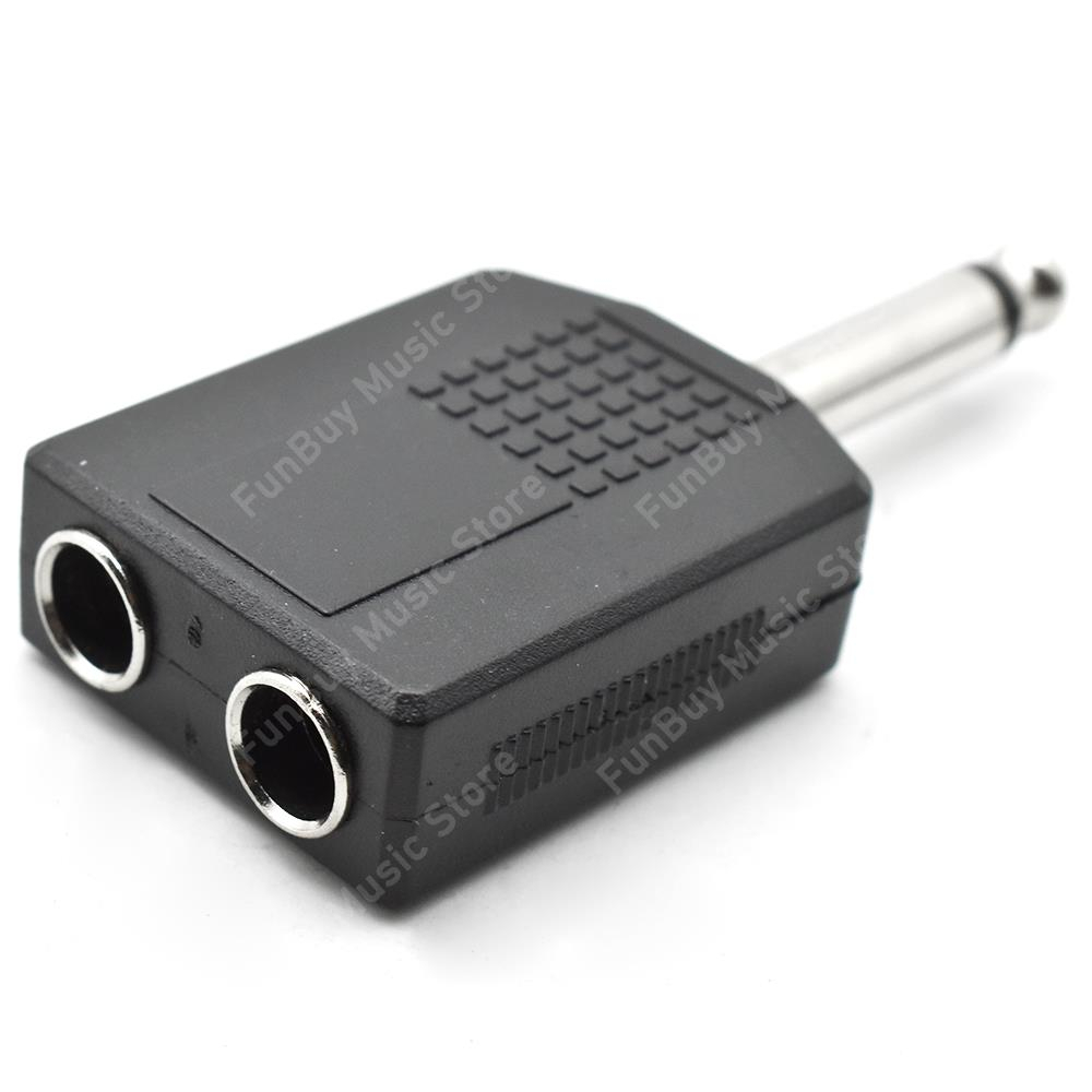Guitar Audio Cable Connector Mono 1/4" Y Splitter 6.5mm Connector 1 to ...