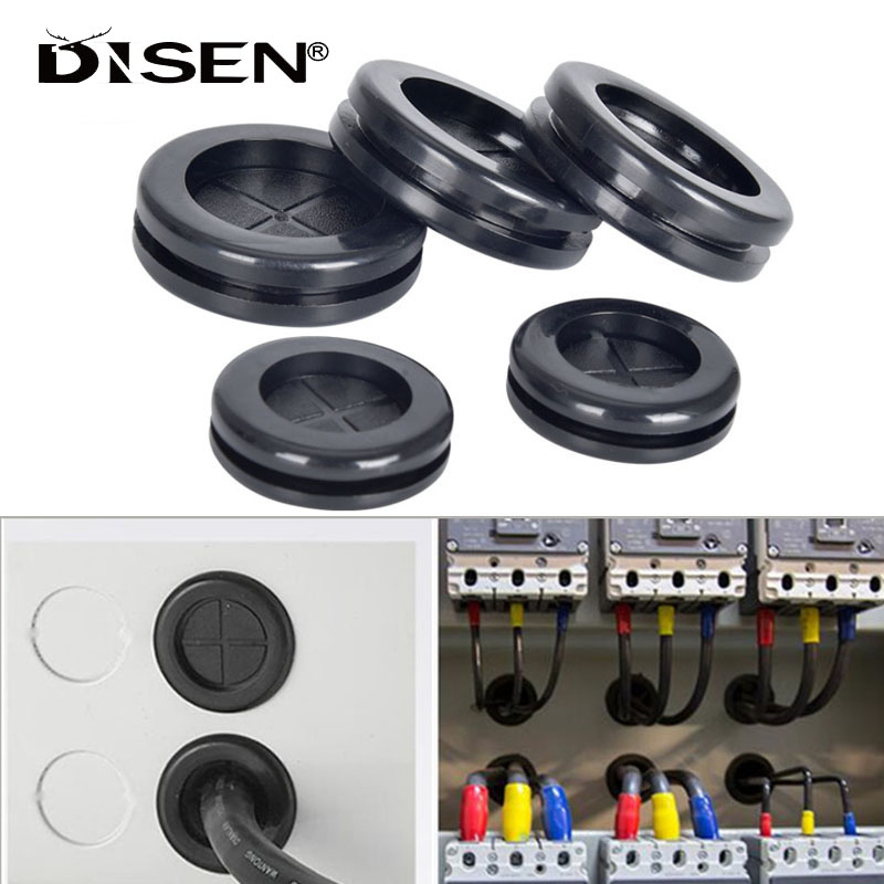 Black Rubber Wire Cable Protector Double Sided Sealing Cables Grommet ...