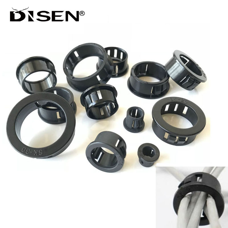 Plastic Snap-on Grommet Gasket Black Through Hole Wire Cable Cover ...
