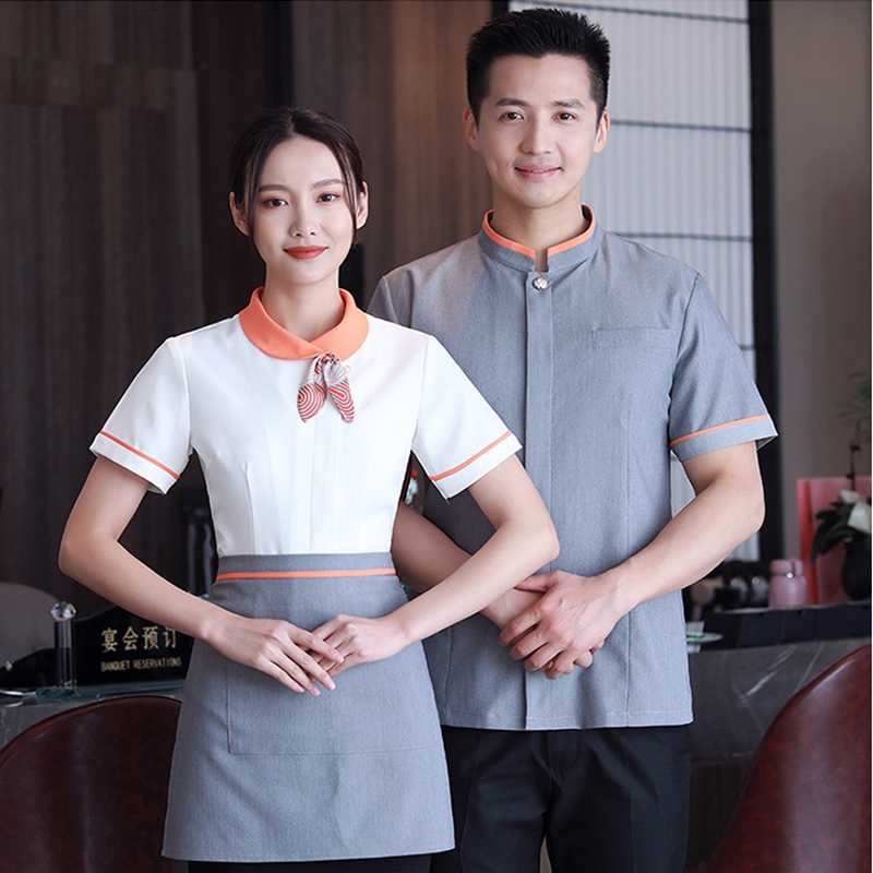 Ready Stock Catering work clothes short-sleeved female hotel western ...