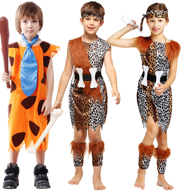 Halloween Kids Aboriginal Indian Primitive Man Party Cosplay Costume ...